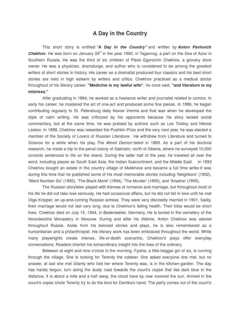 A Day in the Country | Anton Chekhov | Fiction & Literature