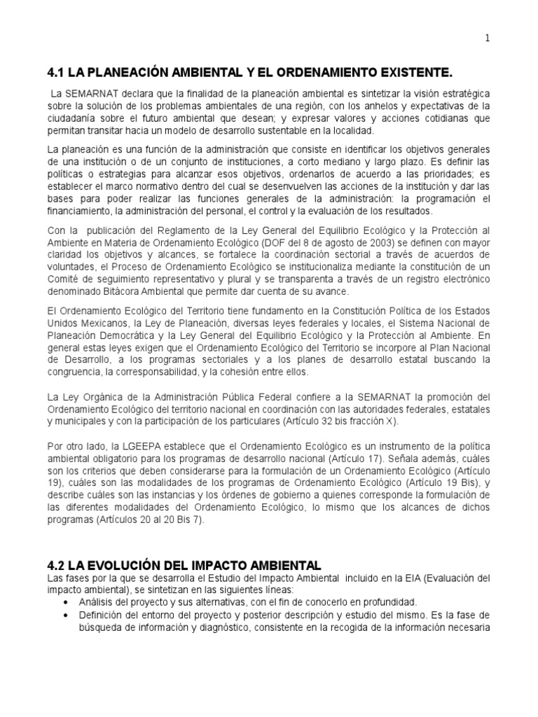 La Planeacion Ambiental y Ordenamiento Existente 25-Febrero-2017 | PDF | Evaluación de impacto ...