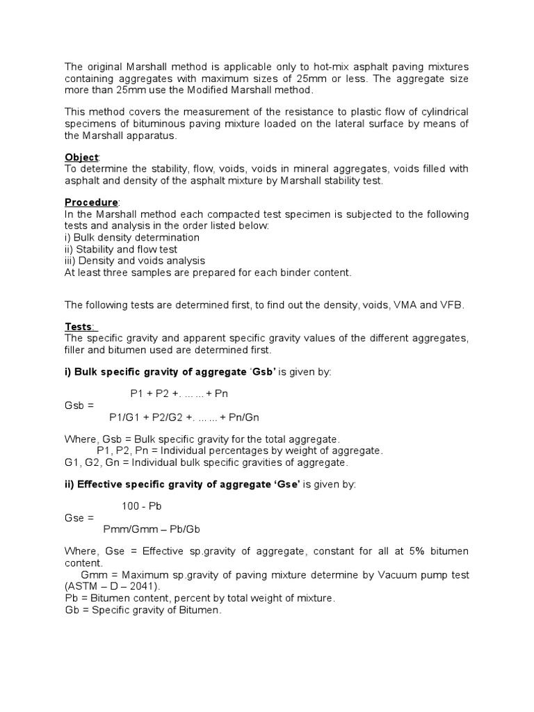 Marshall Method | PDF | Density | Asphalt