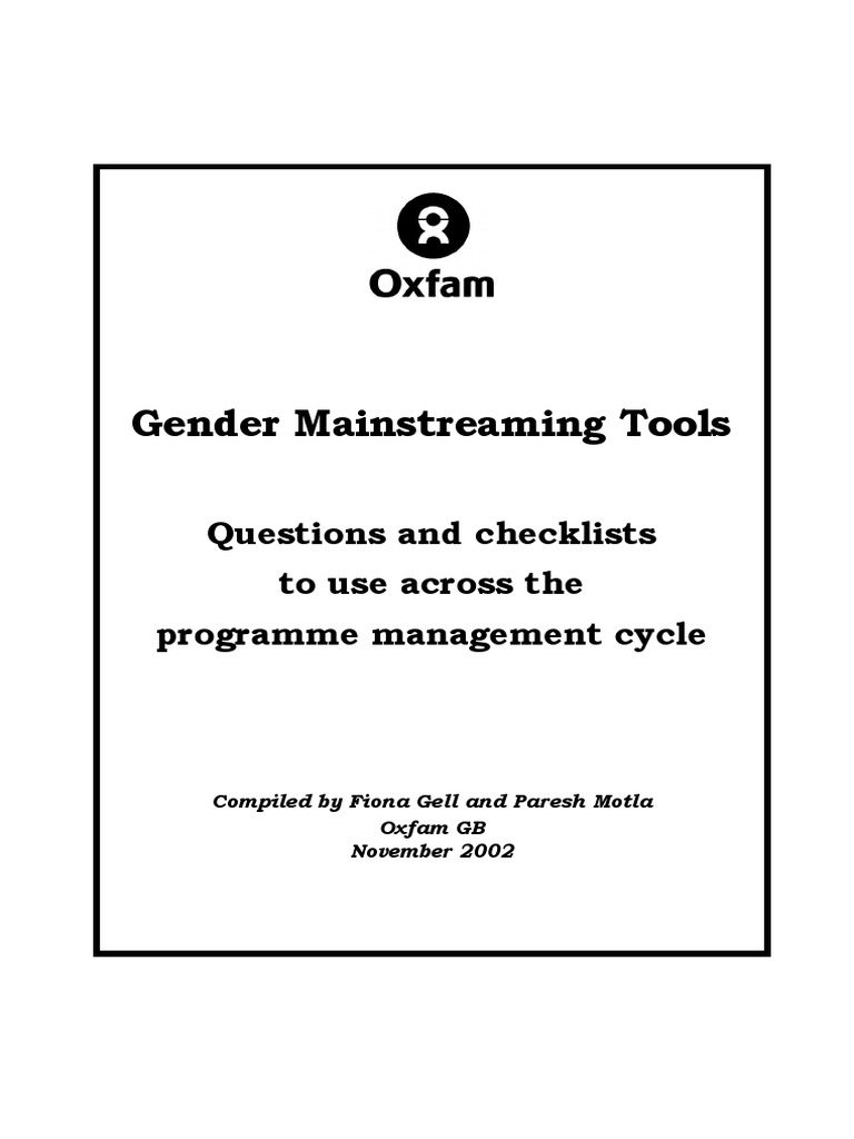 Gender Mainstreaming Tools: Questions and Checklists To Use Across The ...