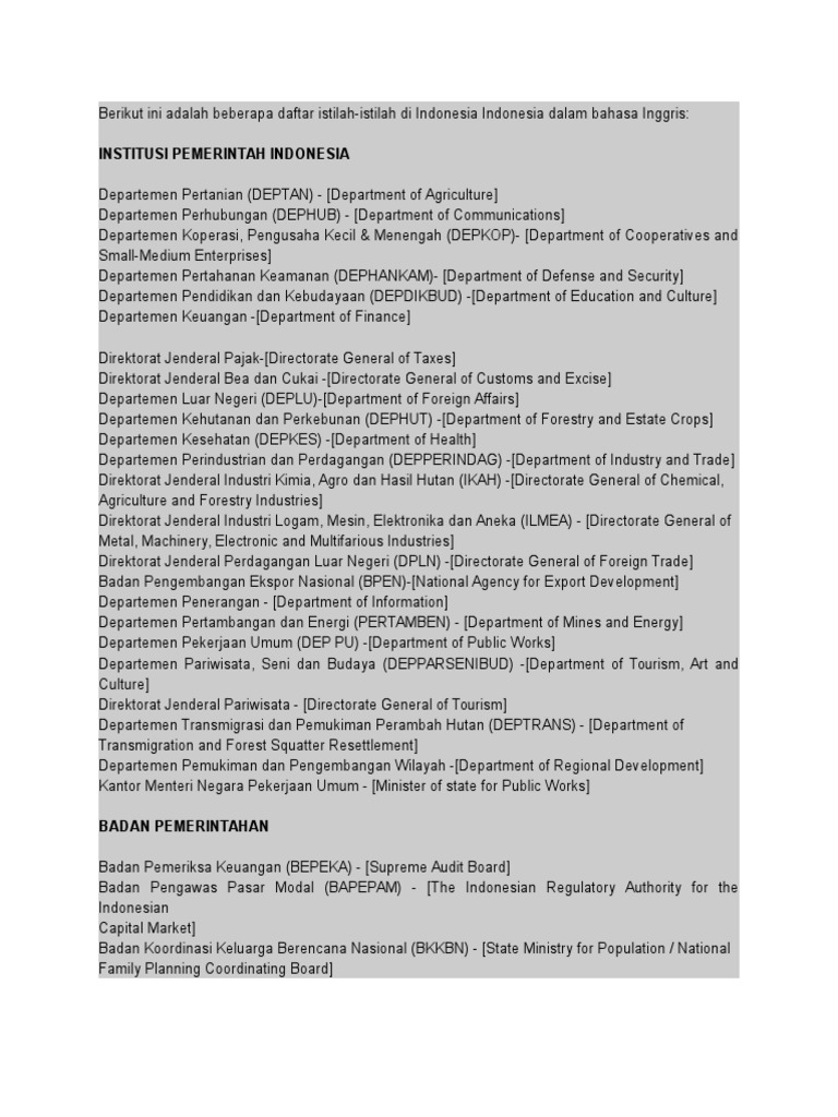 Daftar Singkatan Dalam Bahasa Inggris | PDF