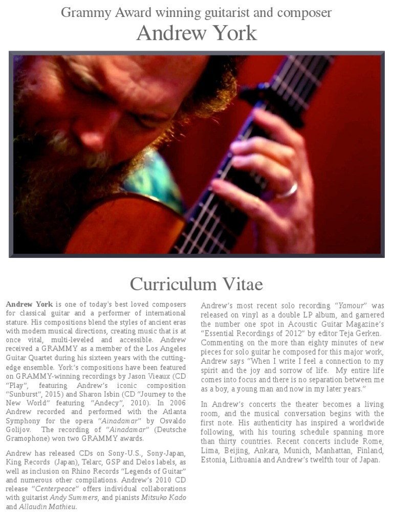 Andrew York: Guitarist & Composer | PDF | Musical Compositions ...