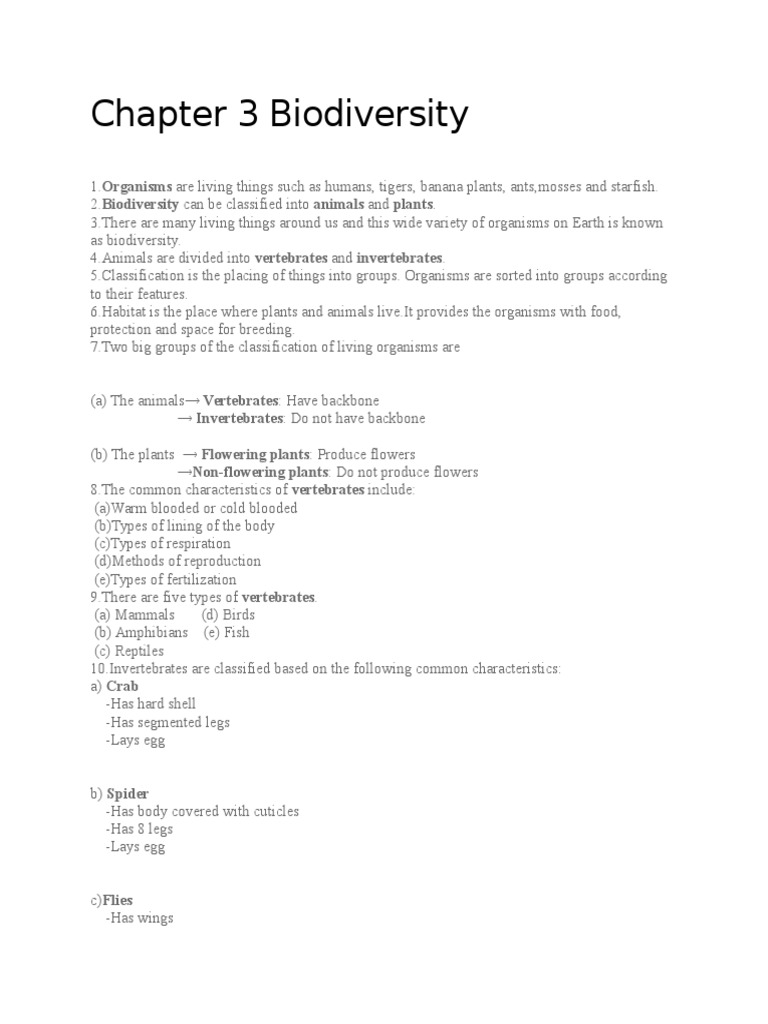 Science Form 2 Chapter 3 | PDF | Vertebrates | Invertebrate