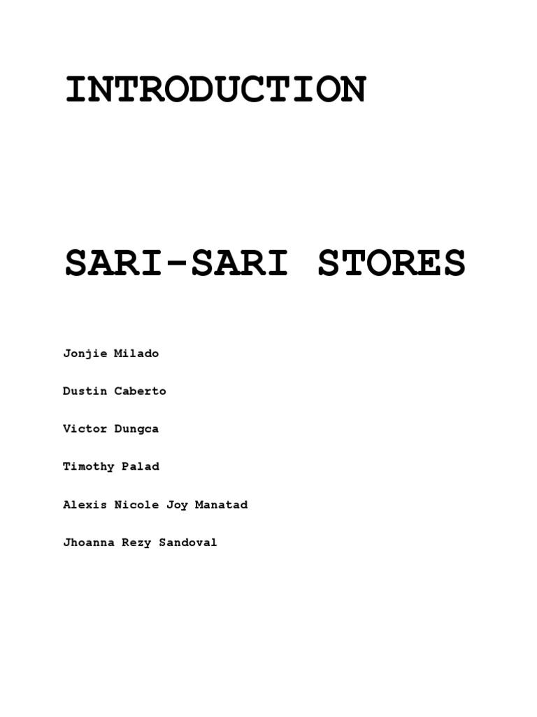 Sari-sari store reseacrh study | Retail | Business