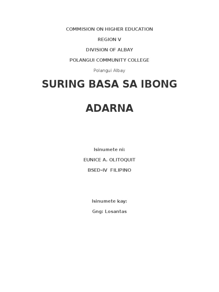 Suring Basa Ni Eunice Sa Ibong Adarna | PDF