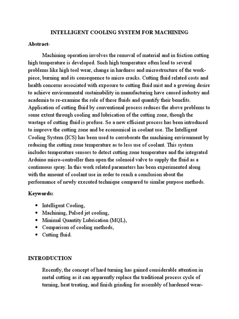 Intelligent Cooling System For Machining | PDF | Coolant | Machining
