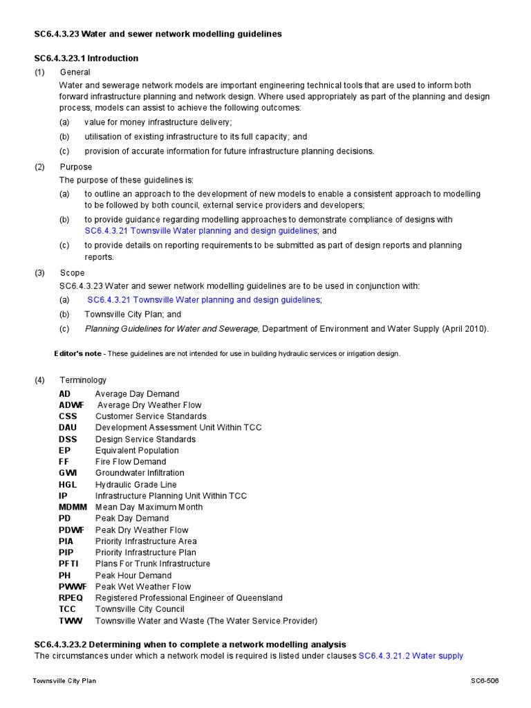 SC6.4.3.23 Water and Sewer Network Modelling Guidelines | PDF ...