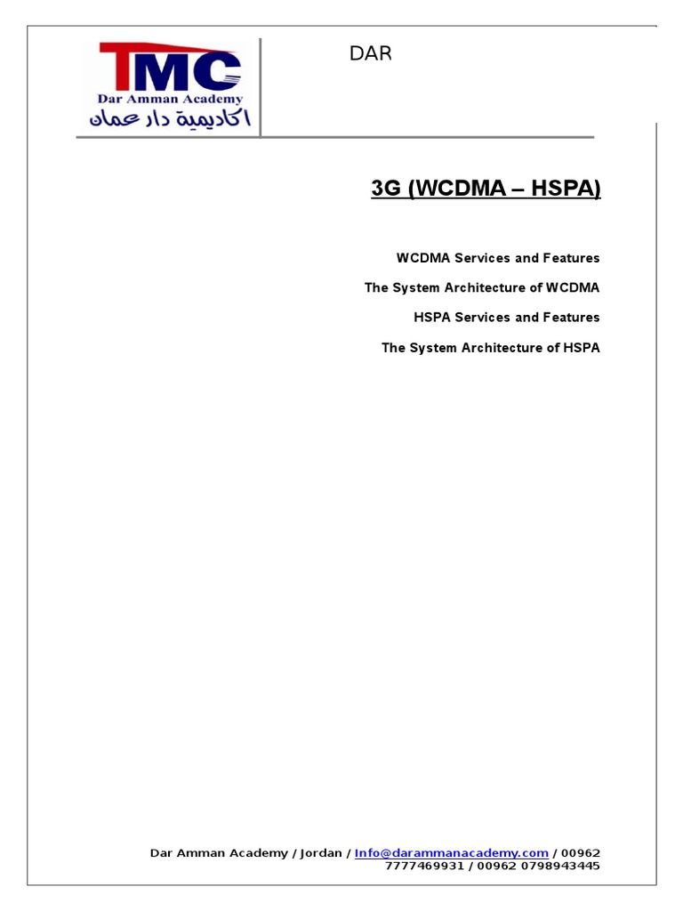 3G (Wcdma - Hspa) : Dar Amman Academy | PDF | Mobile Technology ...