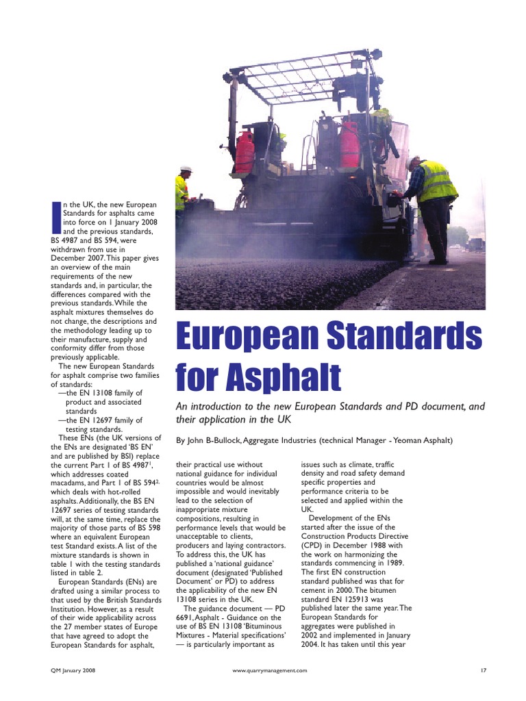 European Standards For Asphalts | PDF | Asphalt | Road Surface