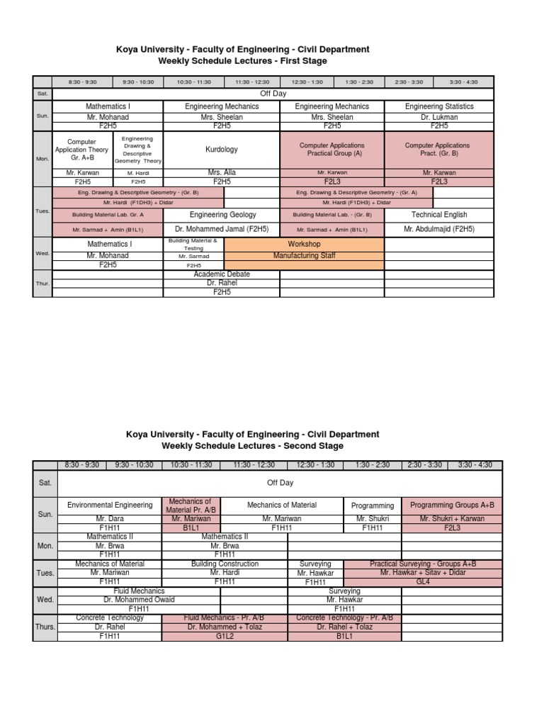 2nd Semester Timetable DCEN | PDF | Engineering | Science And Technology