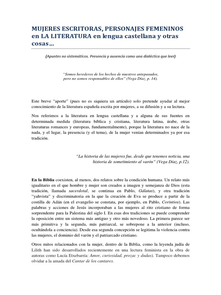 Mujer y Literatura Española | PDF | Miguel De Cervantes | Mujer