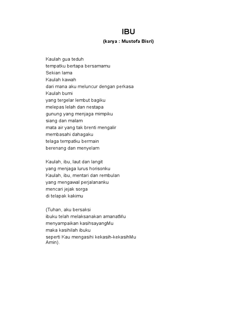 Puisi IBU - Mustofa Bisri | PDF