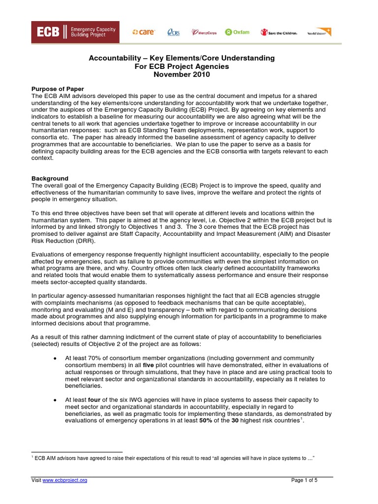 Key Elements of Accountability For Emergency Capacity Building Project ...
