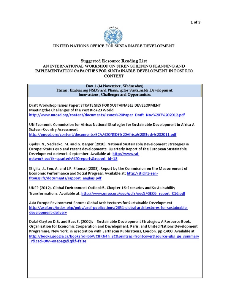 Suggested Resource Reading List | PDF | Sustainable Development ...