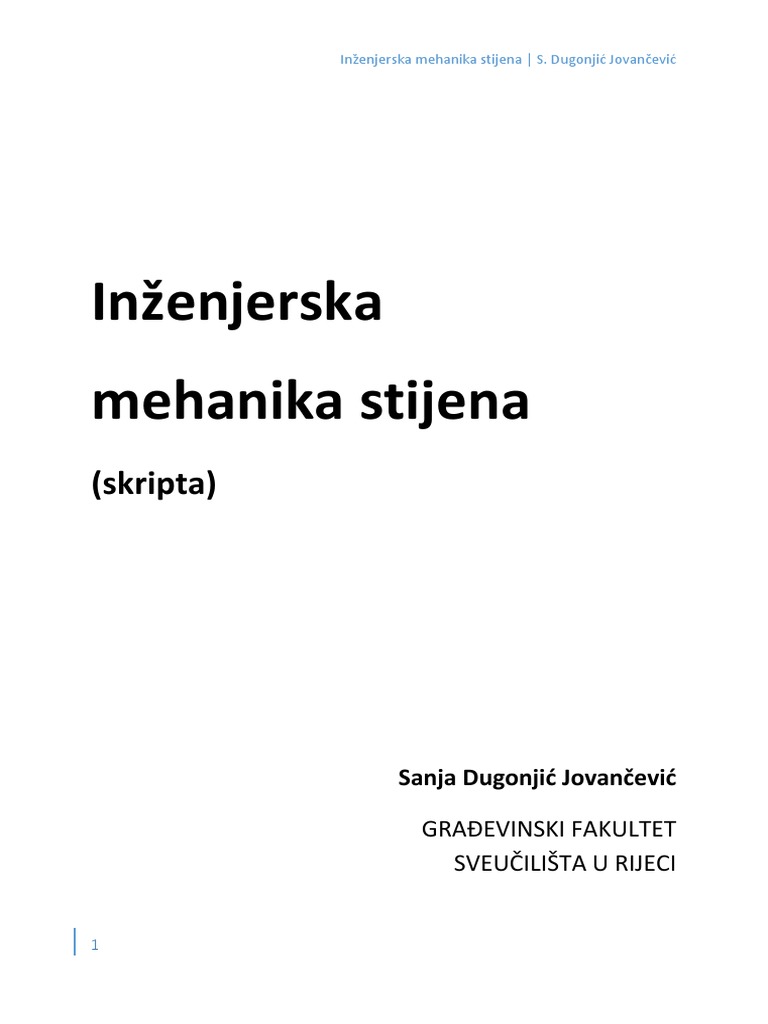 Skripta Inženjerska Mehanika Stijena | PDF