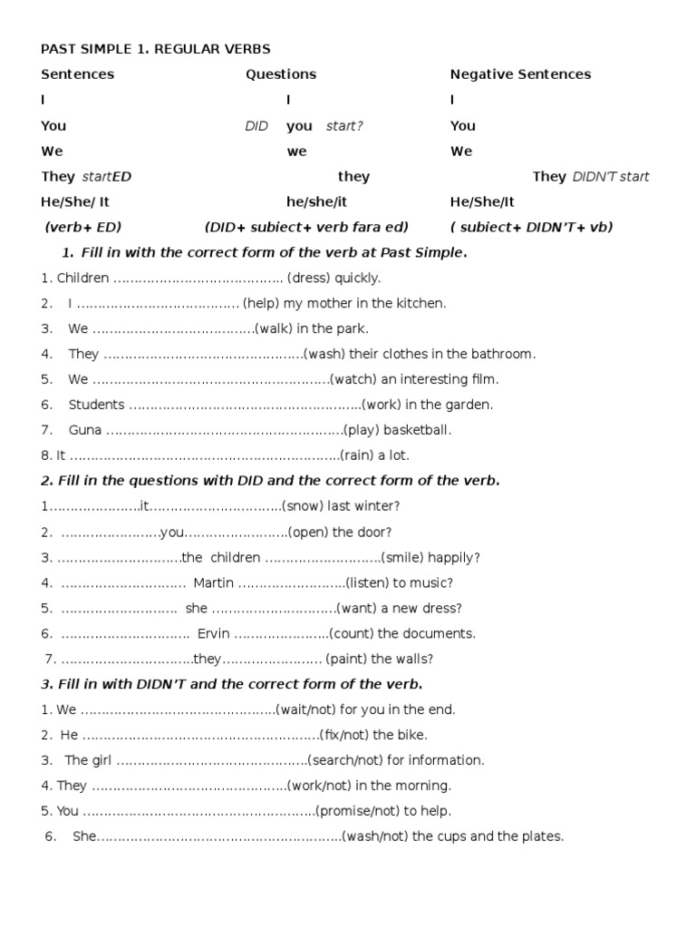 Past Simple Workpaper | PDF | Language Arts & Discipline