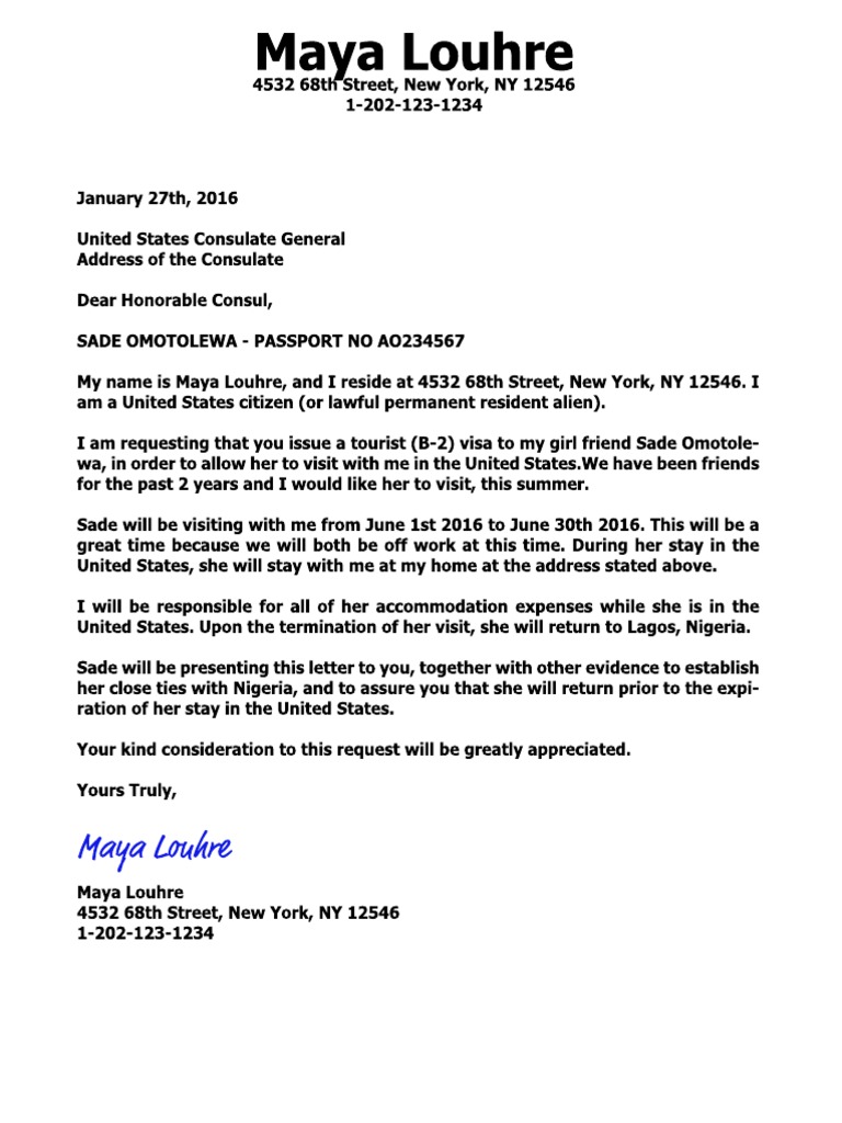 Sample Invitation Letter To Us For Visiting Family Free Invitation