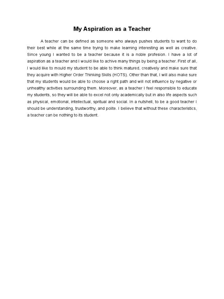 My Aspiration As A Teacher | PDF | Educational Psychology ...