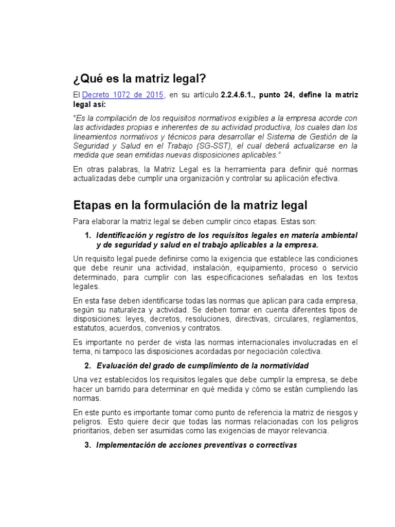 Qué Es La Matriz Legal | La seguridad | Compilador | Prueba gratuita de ...