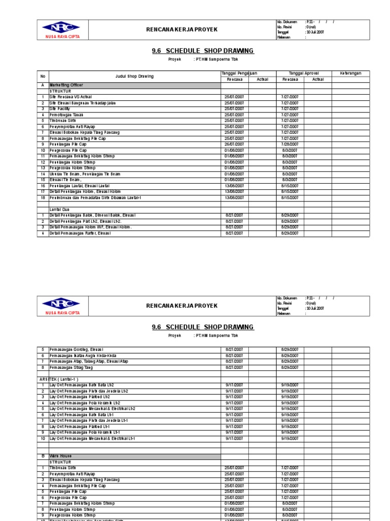 Schedule Shop Drawing | PDF