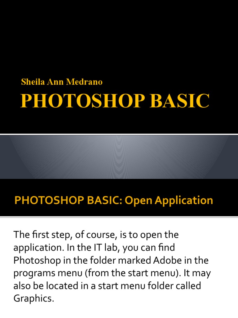Photoshop Basic: Sheila Ann Medrano | PDF | Adobe Photoshop | Computer ...