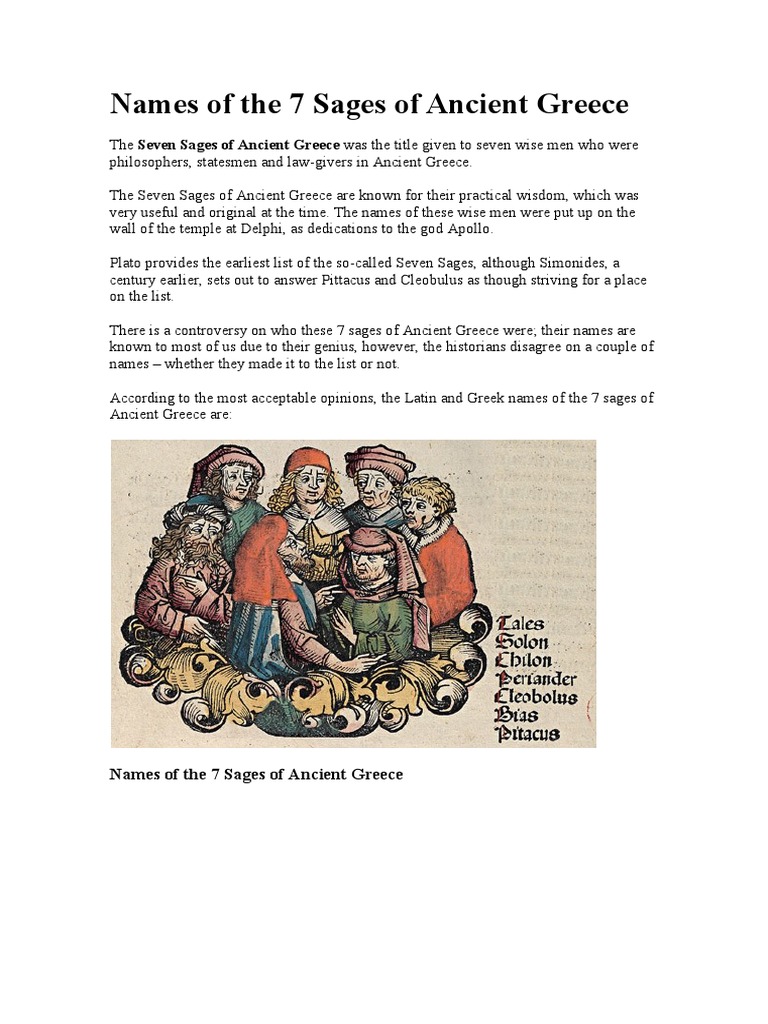 Seven Sages of Ancient Greece Explained | PDF | Classical Antiquity ...