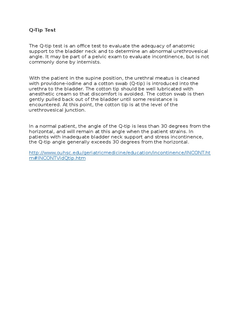 Q tip test | Urinary Incontinence | Urology