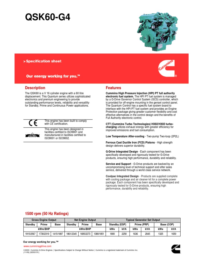 QSK60 G4 PDF | PDF | Engines | Turbocharger