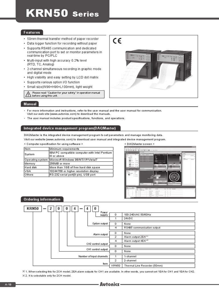 Autonics KRN50 Datasheet | PDF | Fahrenheit | Parameter (Computer Programming)