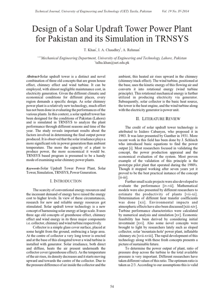 9-Design of A Solar Updraft Tower Power Plant | PDF | Wind Power ...