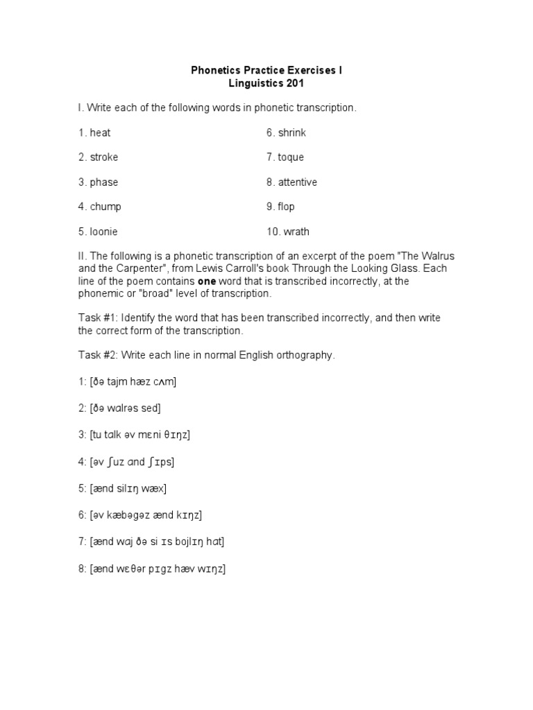 Phonetics Practice With Answers | Vowel | Phonetics