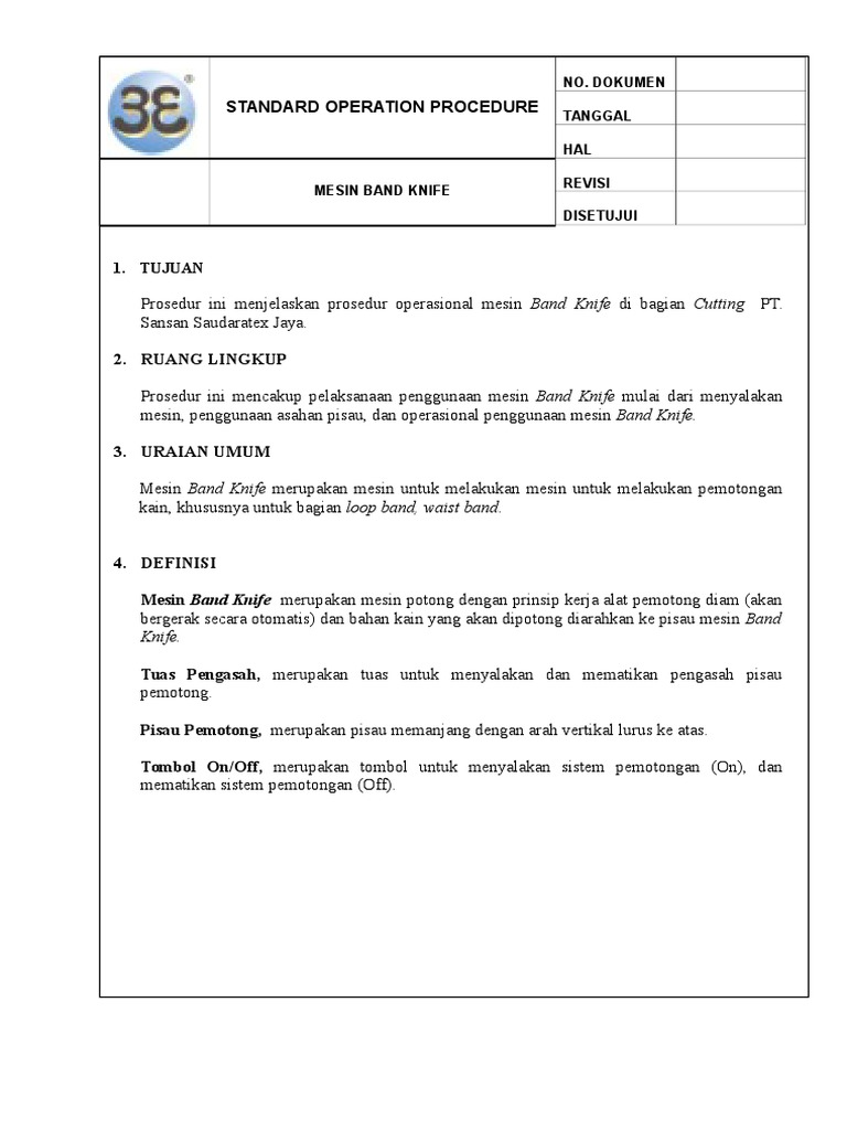 SOP Mesin Band Knife | PDF