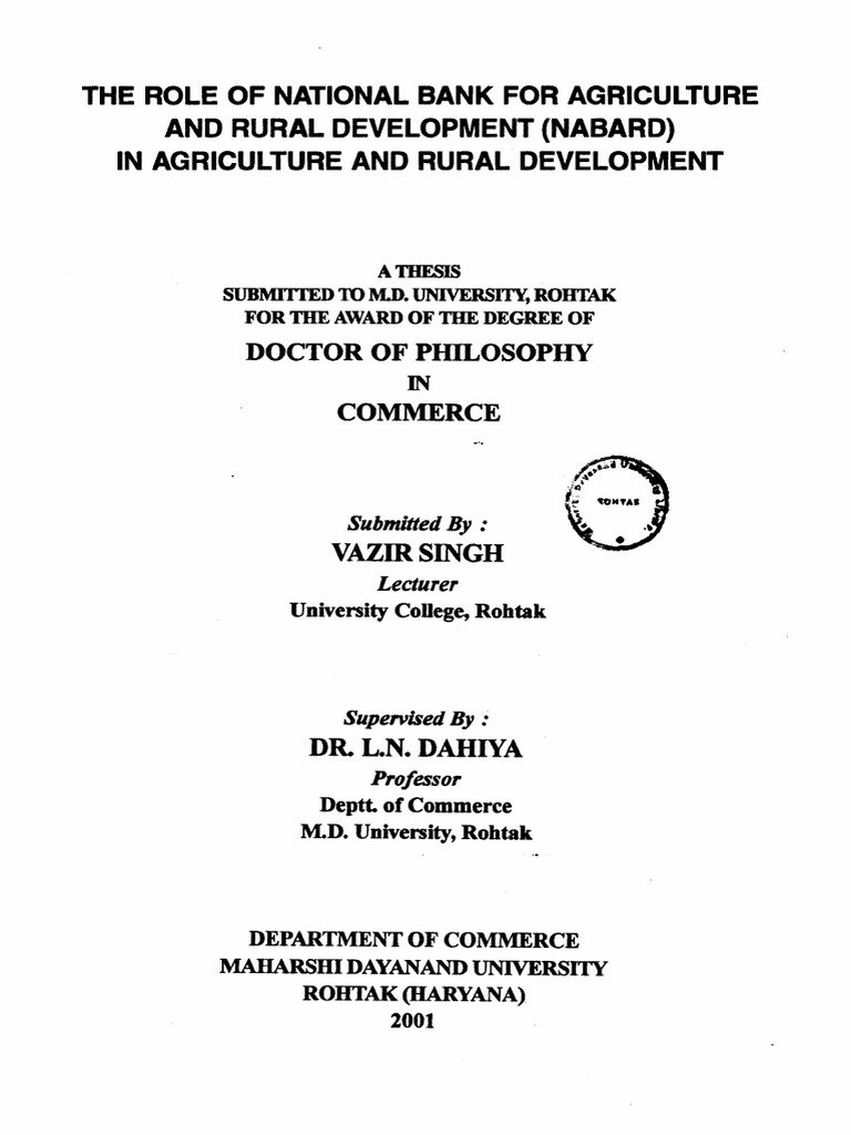 The Role of National Bank For Agriculture and Rural Development (Nabard ...
