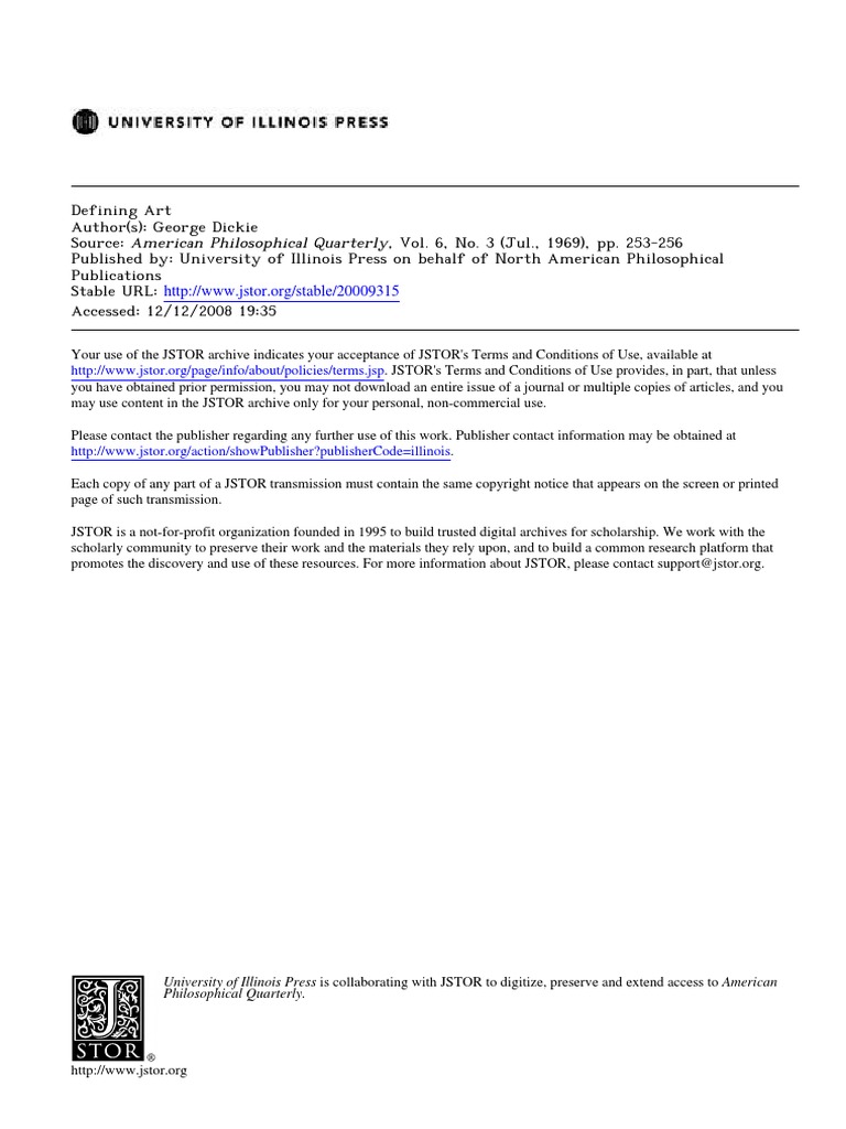 George Dickie Defining Art PDF | PDF | Works Of Art | Aesthetics