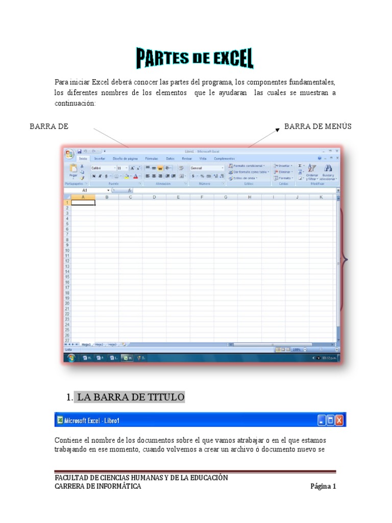 Partes de Excel | Descargar gratis PDF | Microsoft Excel | Software