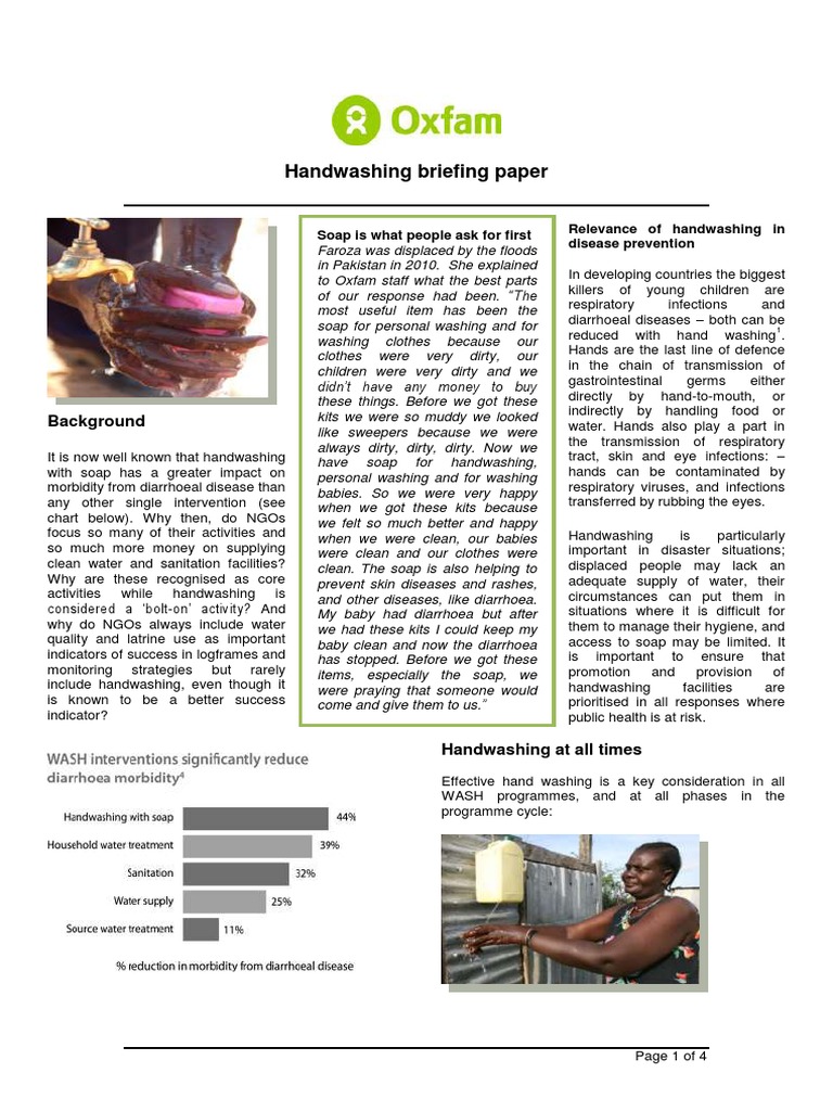 Handwashing Briefing Paper | PDF | Hand Washing | Hygiene