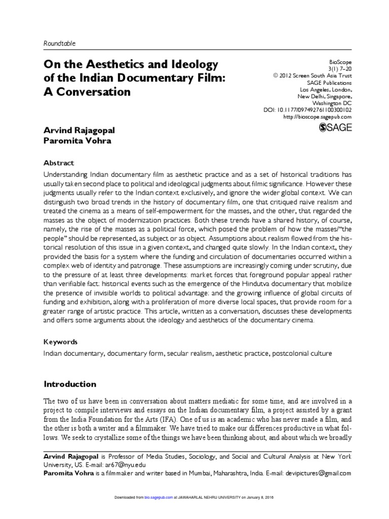 Arvind Rajagopal, Paromita Vohra - On The Aesthetics and Ideology of ...