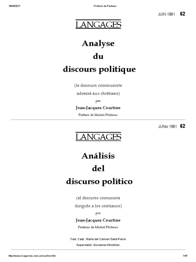 COURTINE, J.-J. Analisis Del Discurso Politico | PDF | marxismo | Lingüística