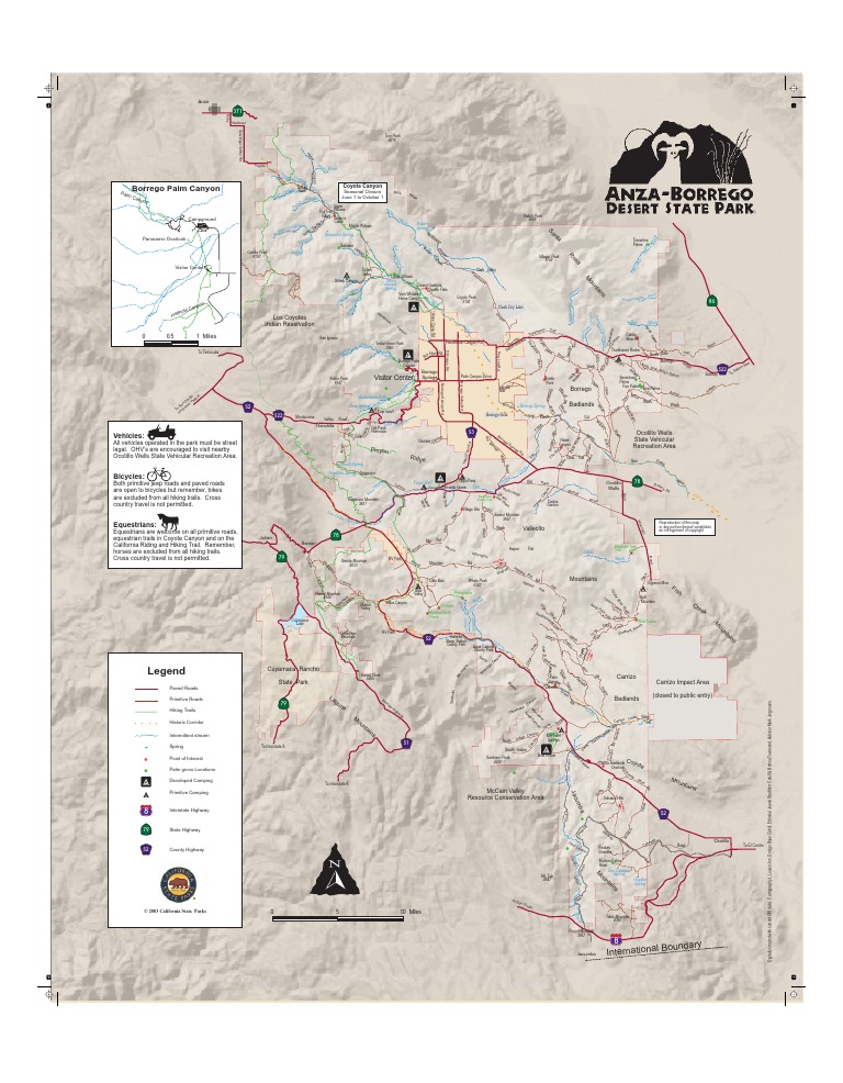 Anza Borrego Desert State Park Map Pdf Printable Map