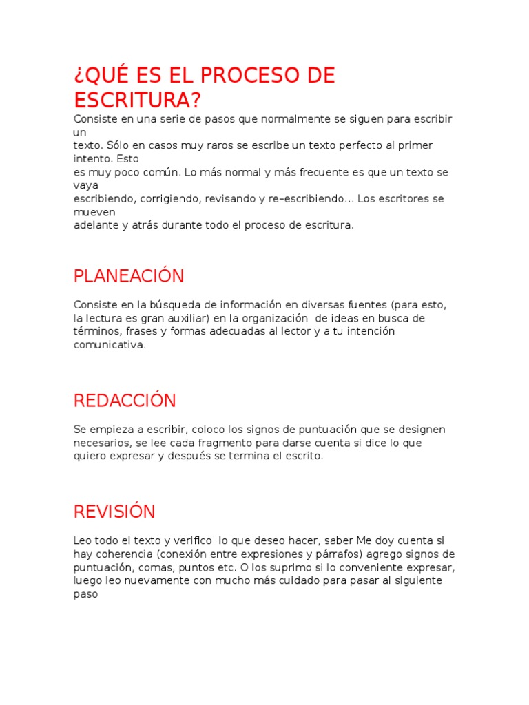Qué Es El Proceso de Escritura | PDF | Escritura | Lectura (proceso)
