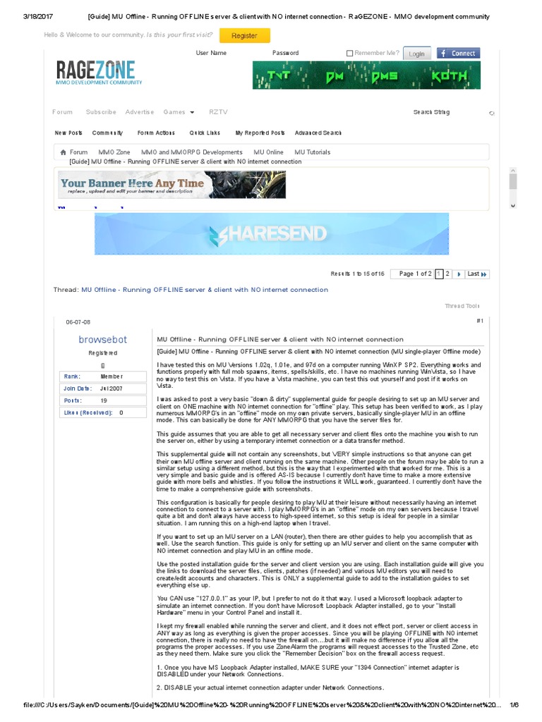 (Guide) MU Offline - Running OFFLINE Server & Client With NO Internet ...