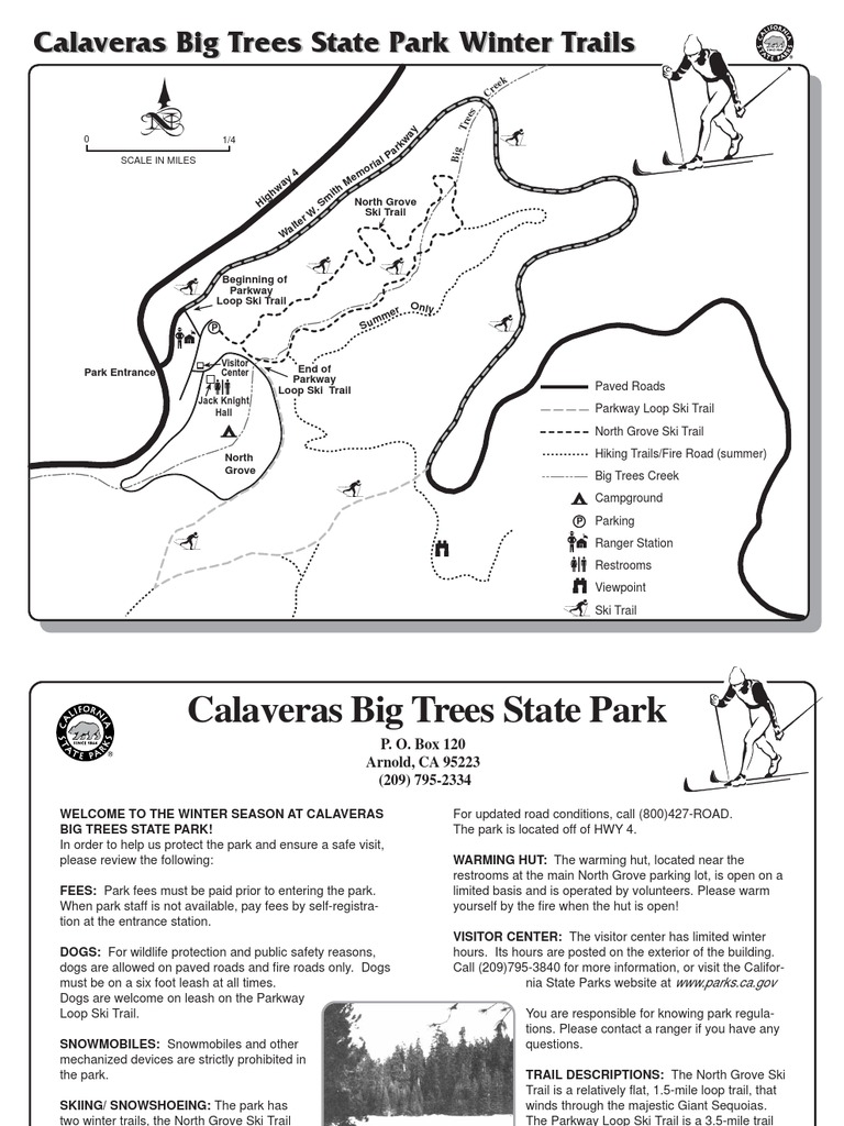 Calaveras Big Trees State Park Ski Map | Trail | Parks