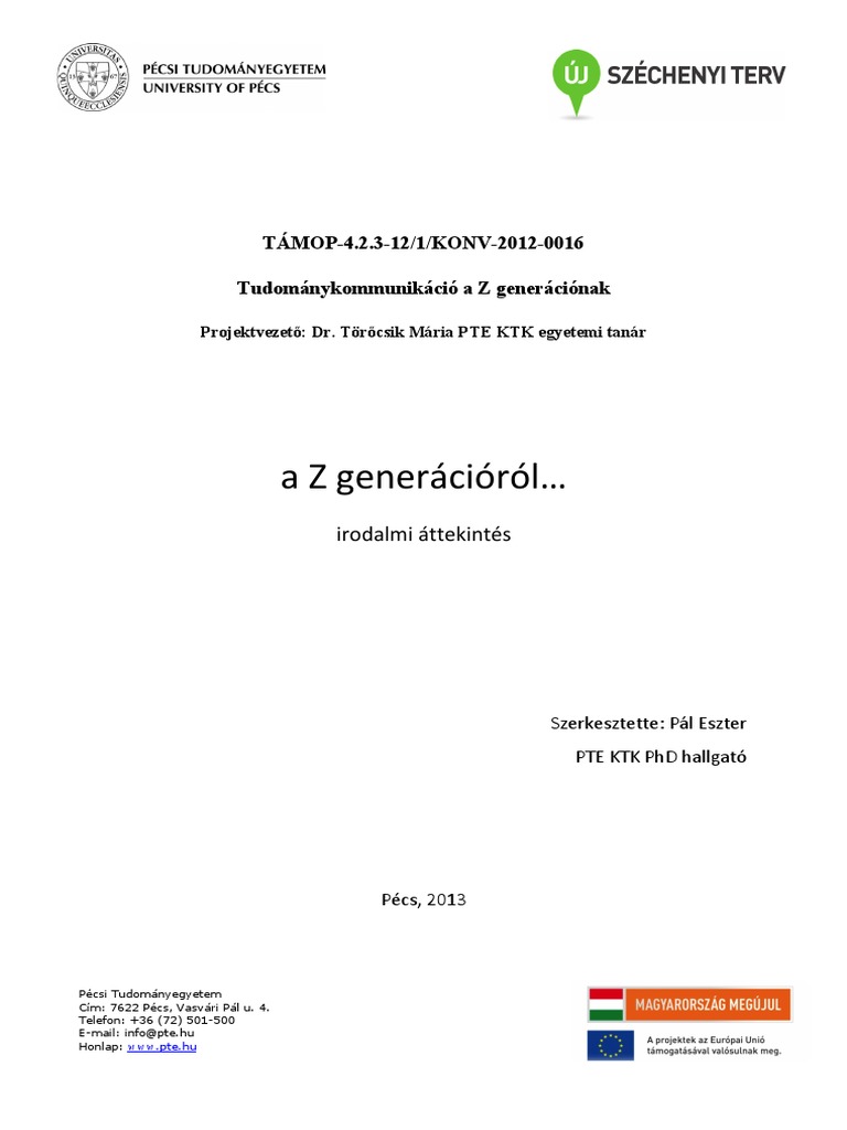 Z Gen Bevezeto Tanulmány Pál Eszter | PDF