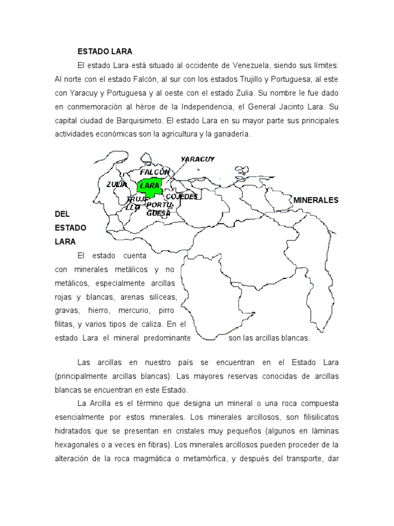 Estado Lara Minerales | PDF | Arcilla | Minerales
