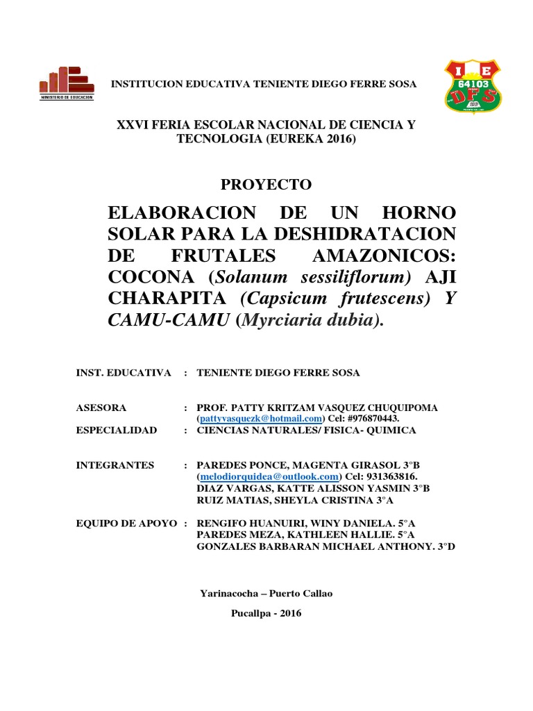 Proyecto Horno Solar Fencyt. | PDF | Energía solar | Aluminio