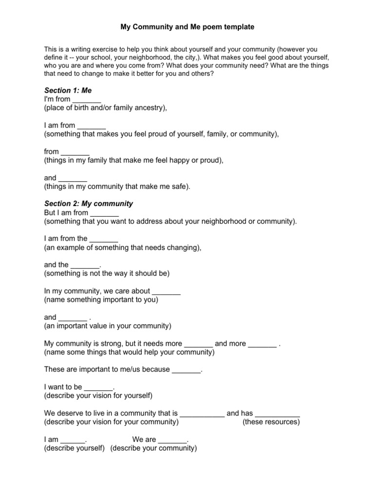 Community and Self Reflection Poem | PDF | Career & Growth | Social Science