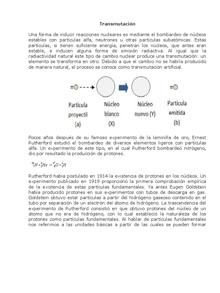 TRANSMUTACION- QUIMICA | Núcleo atómico | Protón