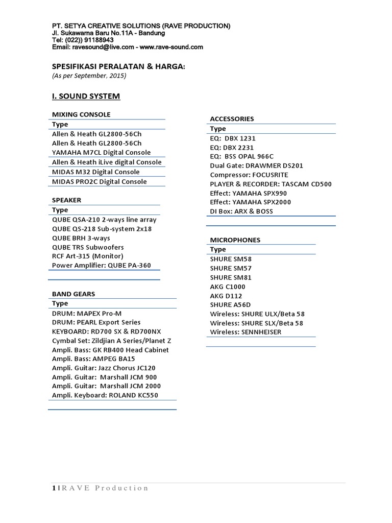Rave Production Equipment & Pricing Guide | PDF | Acoustics | Music ...
