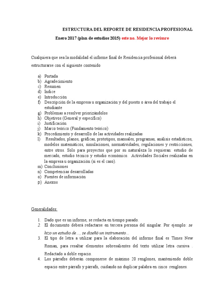 2 Estructura Del Reporte de Residencia Profesional | PDF | Estilo apa | Science