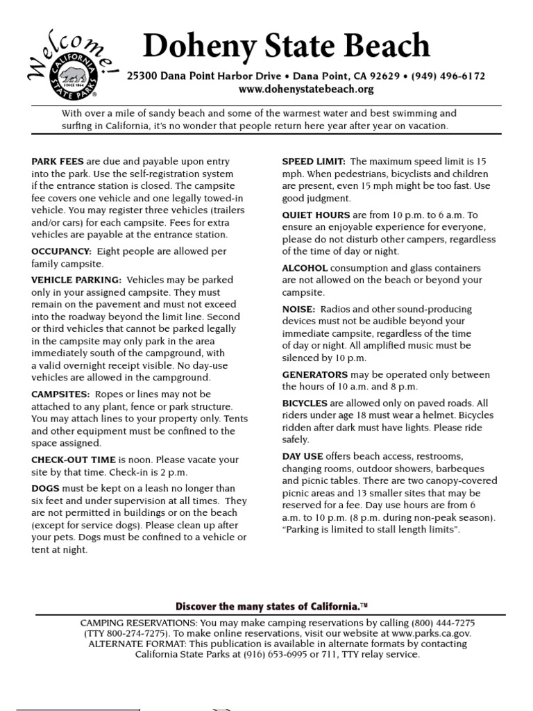 Doheny State Beach Campground Map | Campsite | Camping